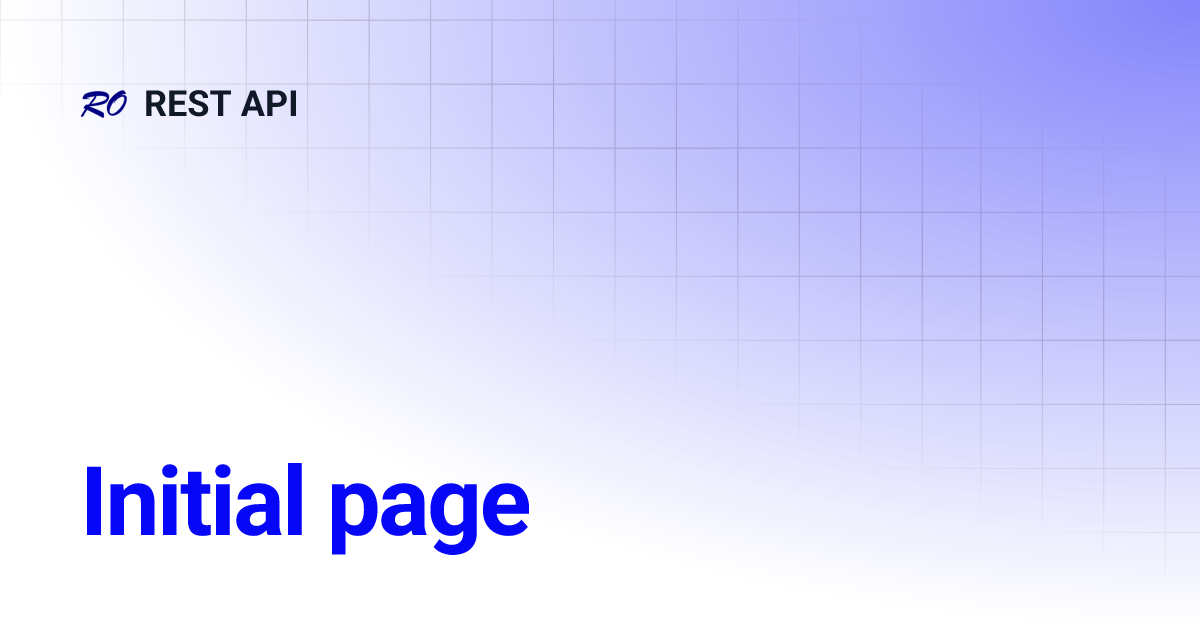 Initial page | REST API